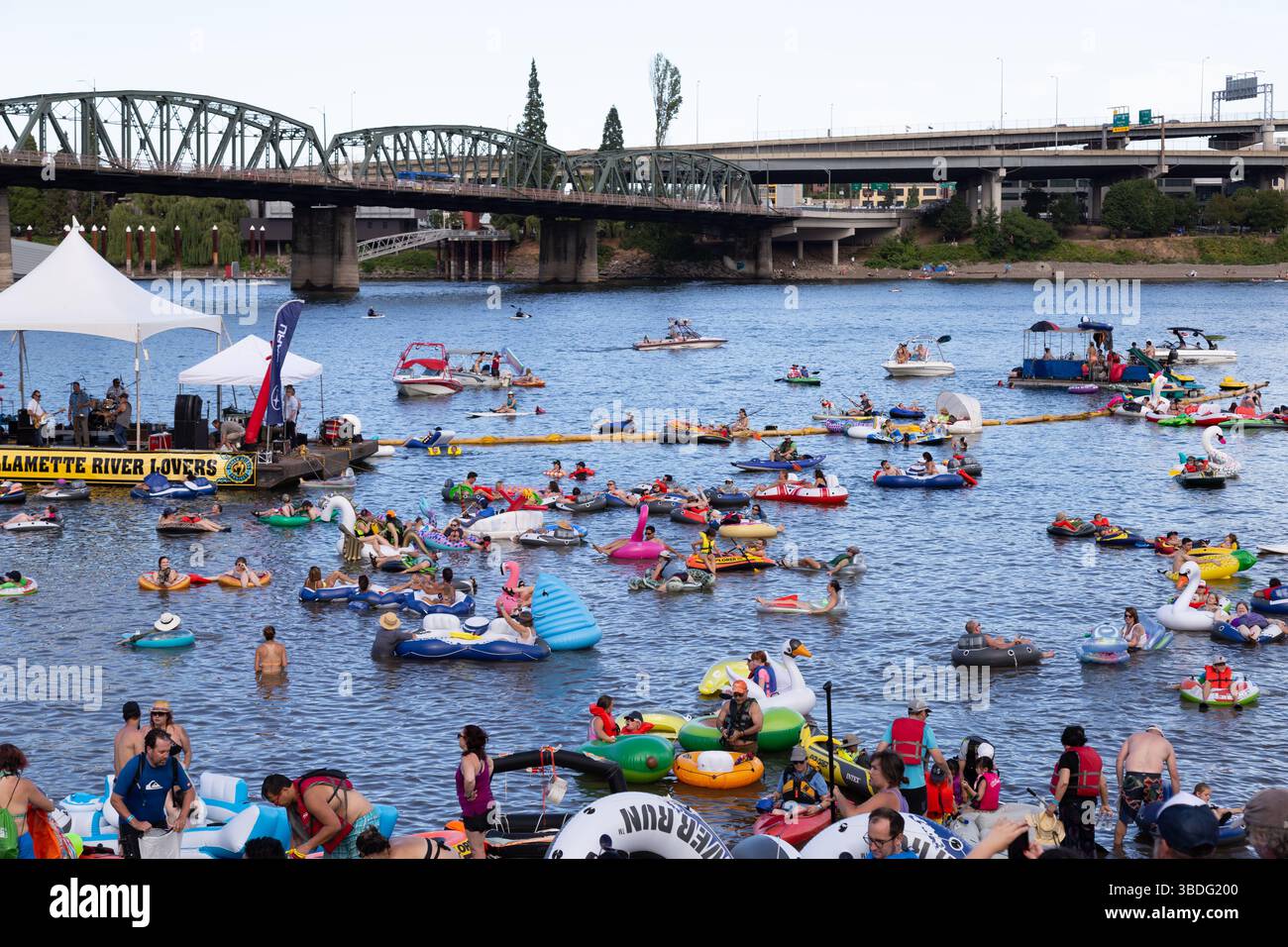 The Big Float, Portland, Oregon - July 14th 2018: People float on the ...