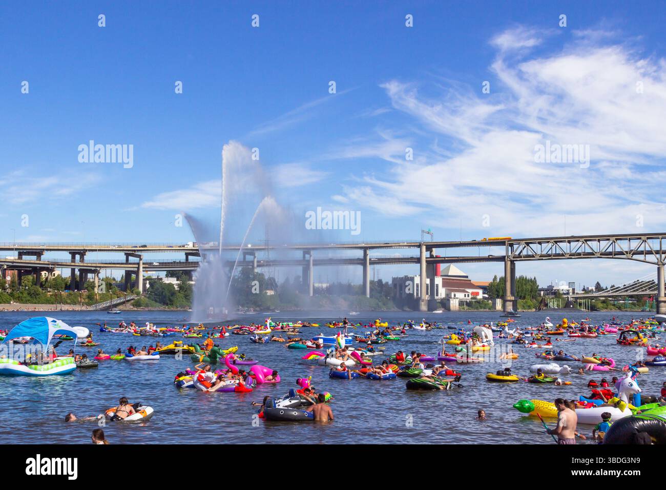 The Big Float, Portland, Oregon - July 14th 2018: People float on the ...