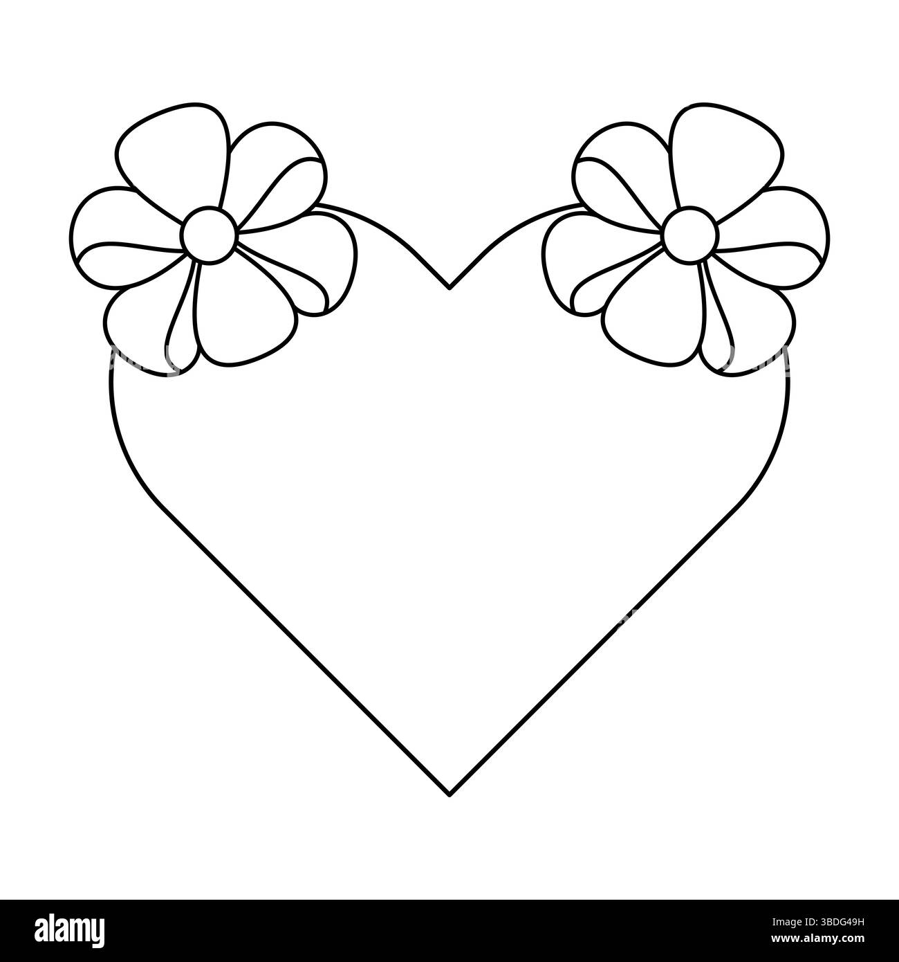 Heart with Bows Outline Vector Illustration. A large heart shape ...