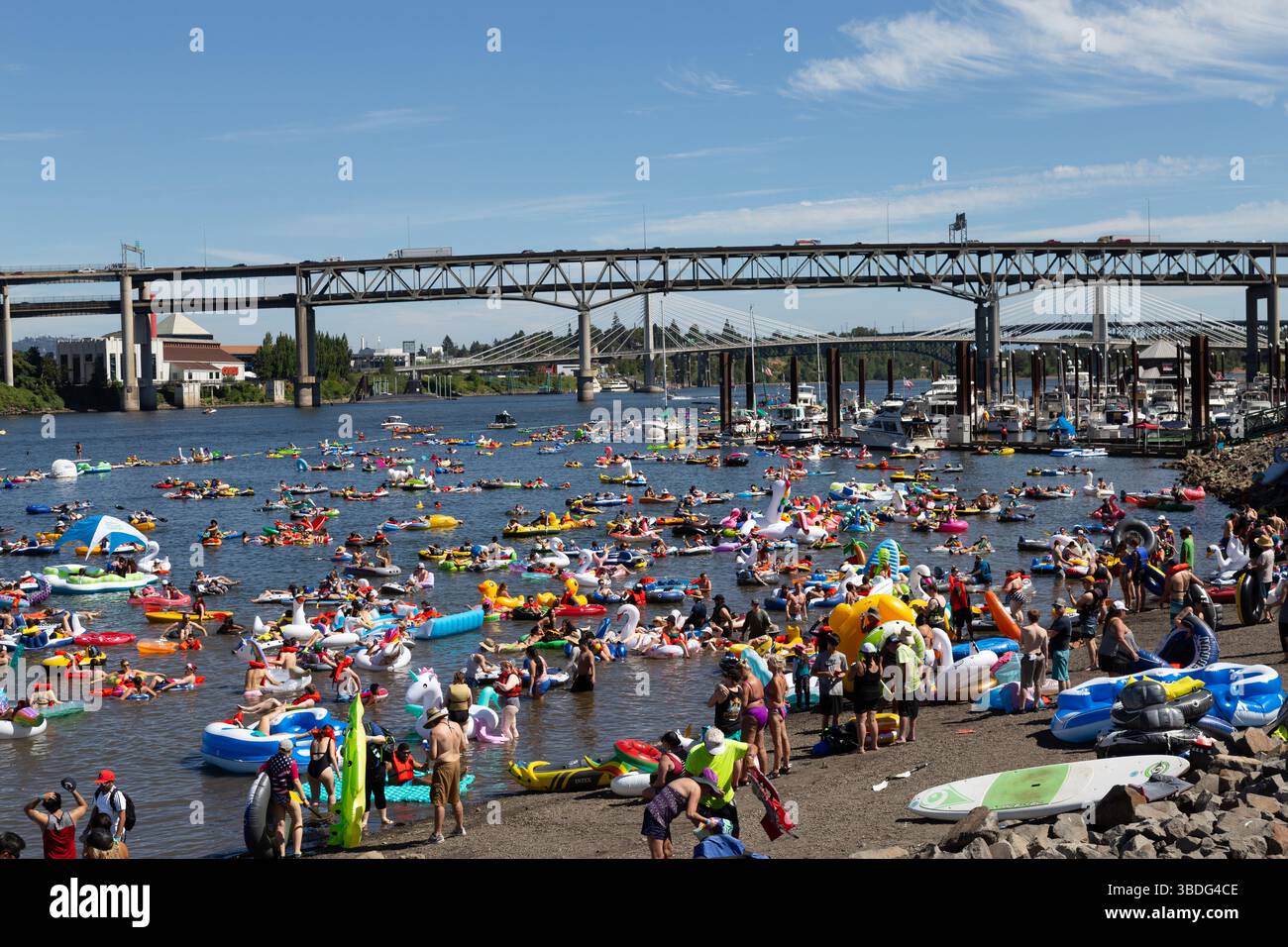 The Big Float, Portland, Oregon - July 14th 2018: People float on the ...