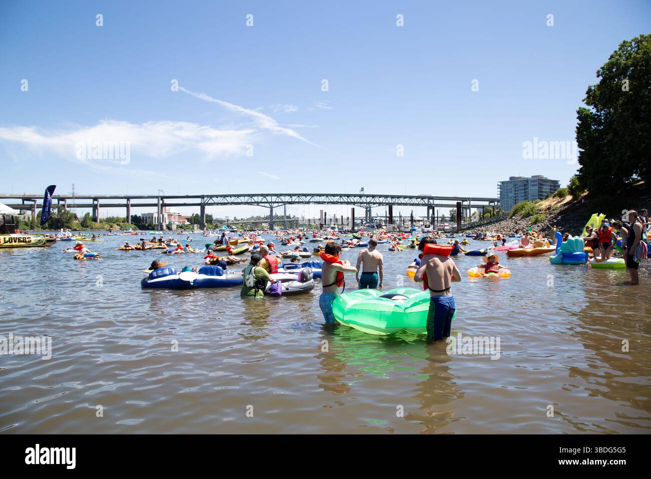 The Big Float, Portland, Oregon - July 14th 2018: People float down the ...