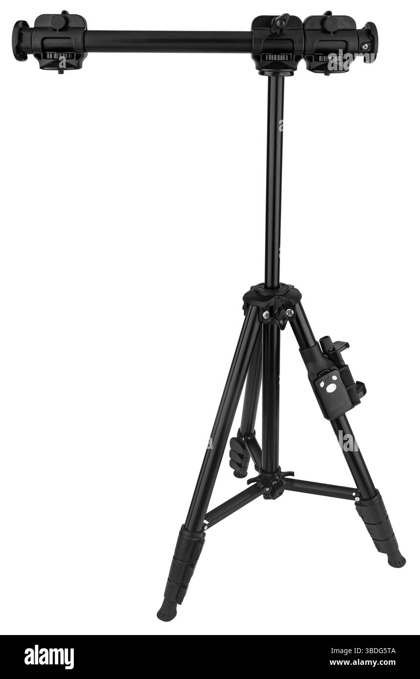 Classic camera tripod on a white background. Sturdy design for stable ...