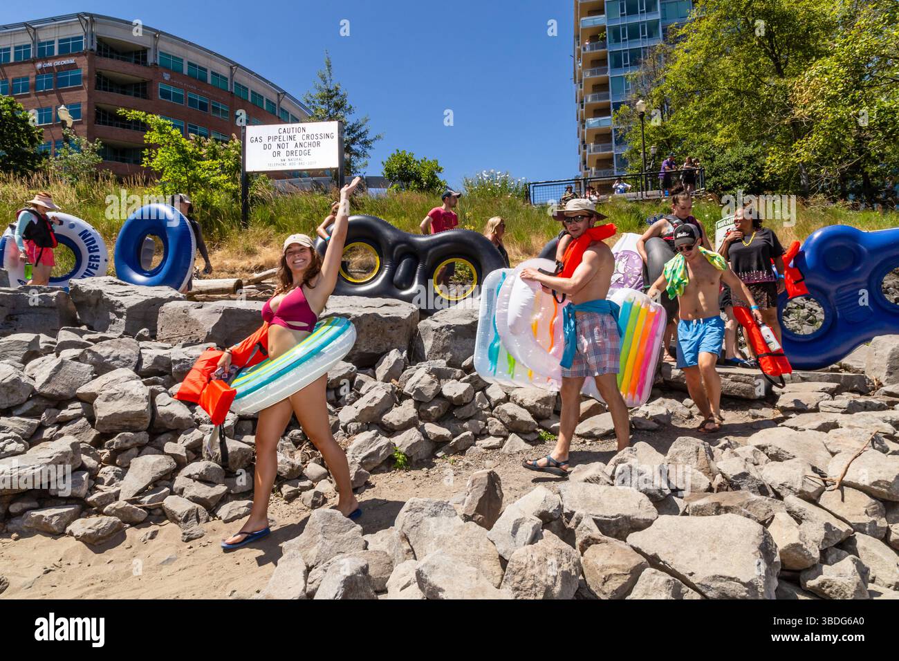 The Big Float, Portland, Oregon - July 14th 2018: People with inner ...