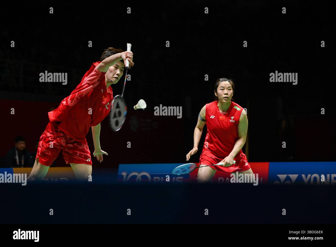 Kuala Lumpur, Malaysia. 24th May, 2025. Jia Yifan/Zhang Shuxian (L) compete during the women's ...