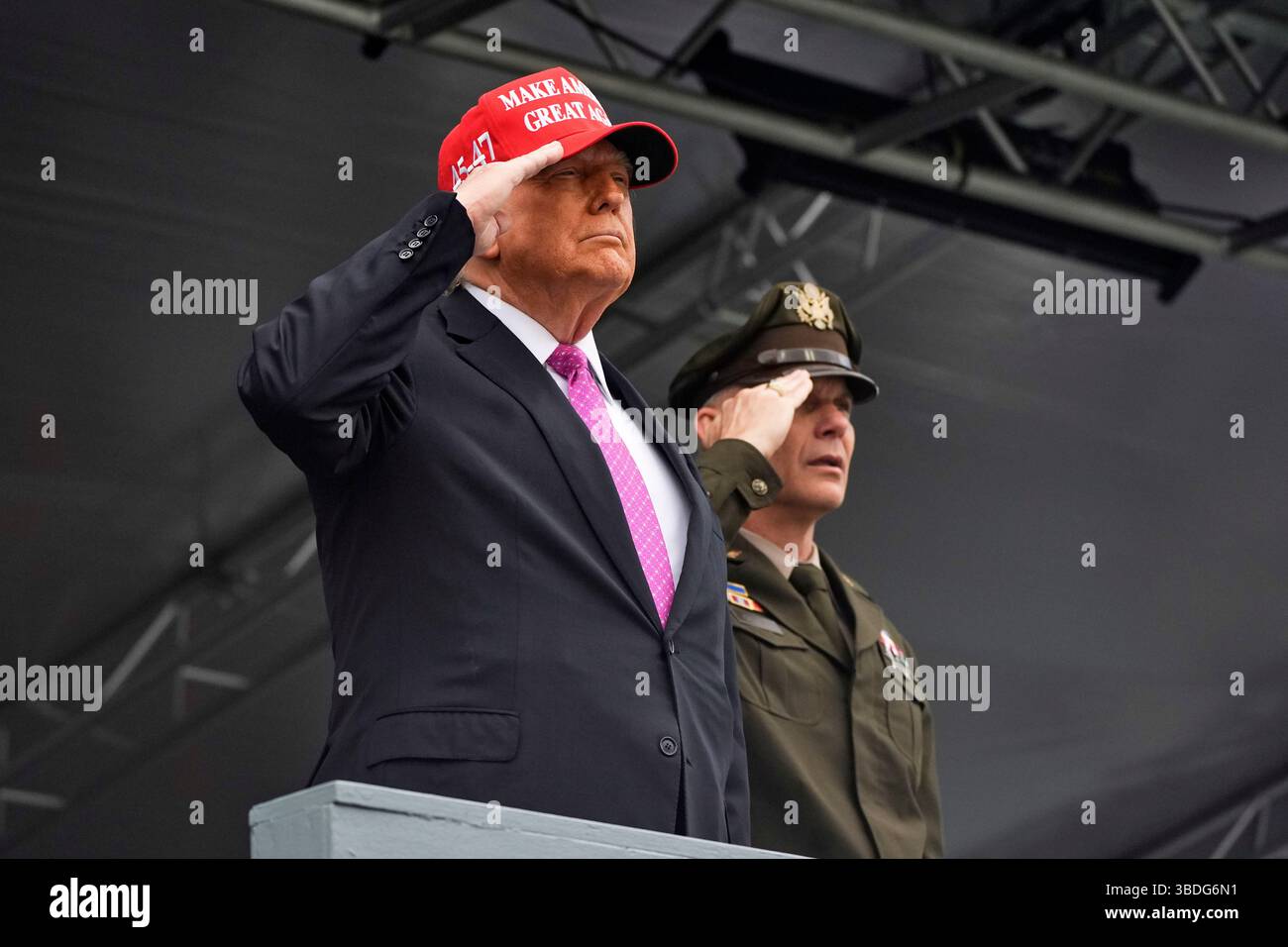President Donald Trump, left, and U.S. Military Academy Superintendent ...