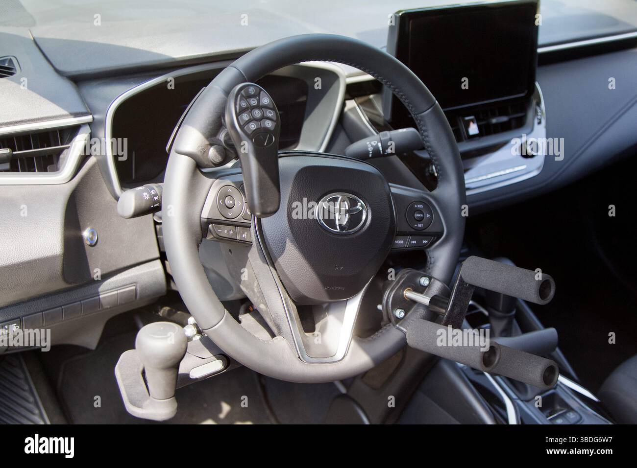 Non Exclusive: A wheel of an adapted car is seen during the handover ...