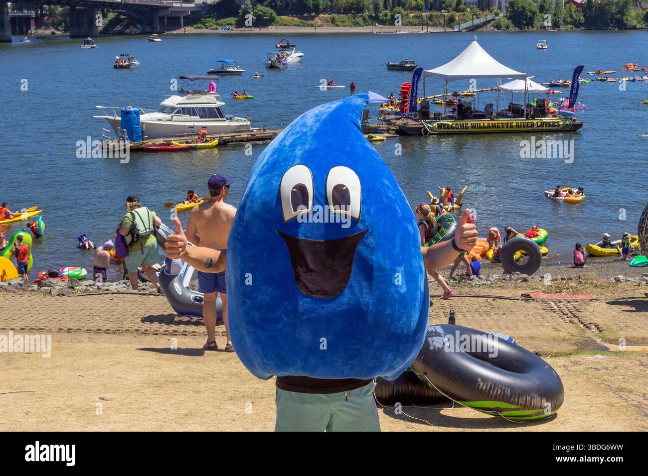 The Big Float, Portland, Oregon - July 14th 2018. A person in a water ...
