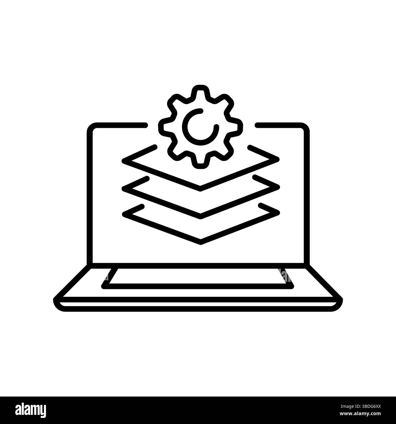 Technology stack selection black line icon for digital and print ...