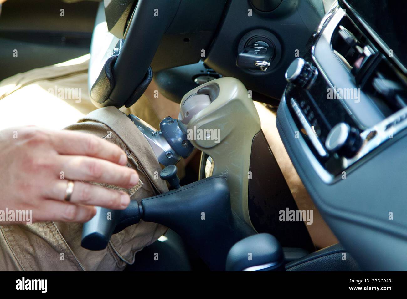 Non Exclusive: A prosthetic leg for a driver in an adapted car that was ...