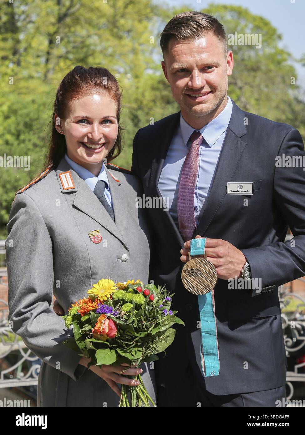 Luge rider Julia Taubitz and luger Toni Eggert with bronze medal ...