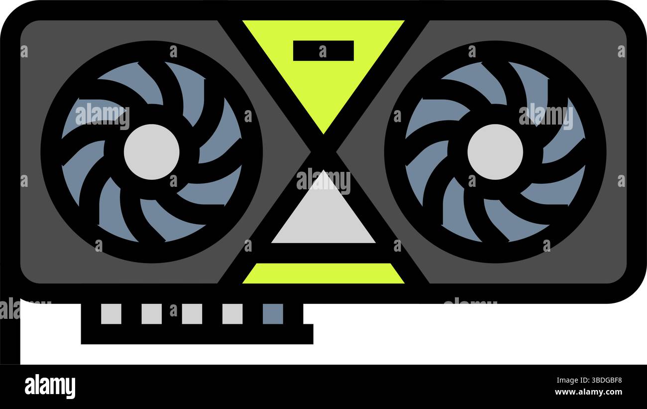 high performance graphics card gaming pc color icon vector illustration ...