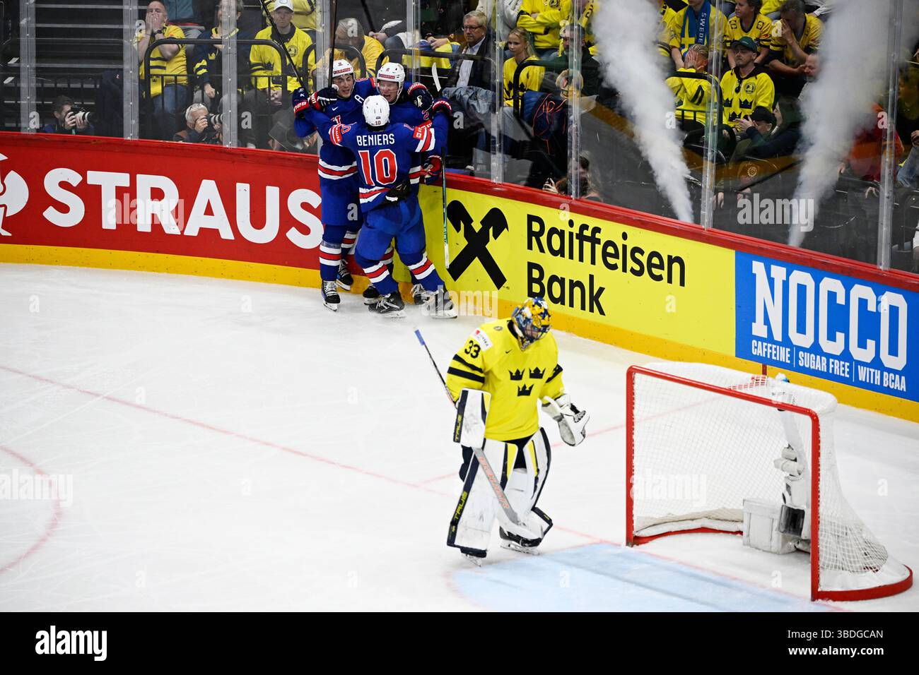 Stockholm, Sweden. 24th May, 2025. USA's Jackson LaCombe scores 2-5 ...