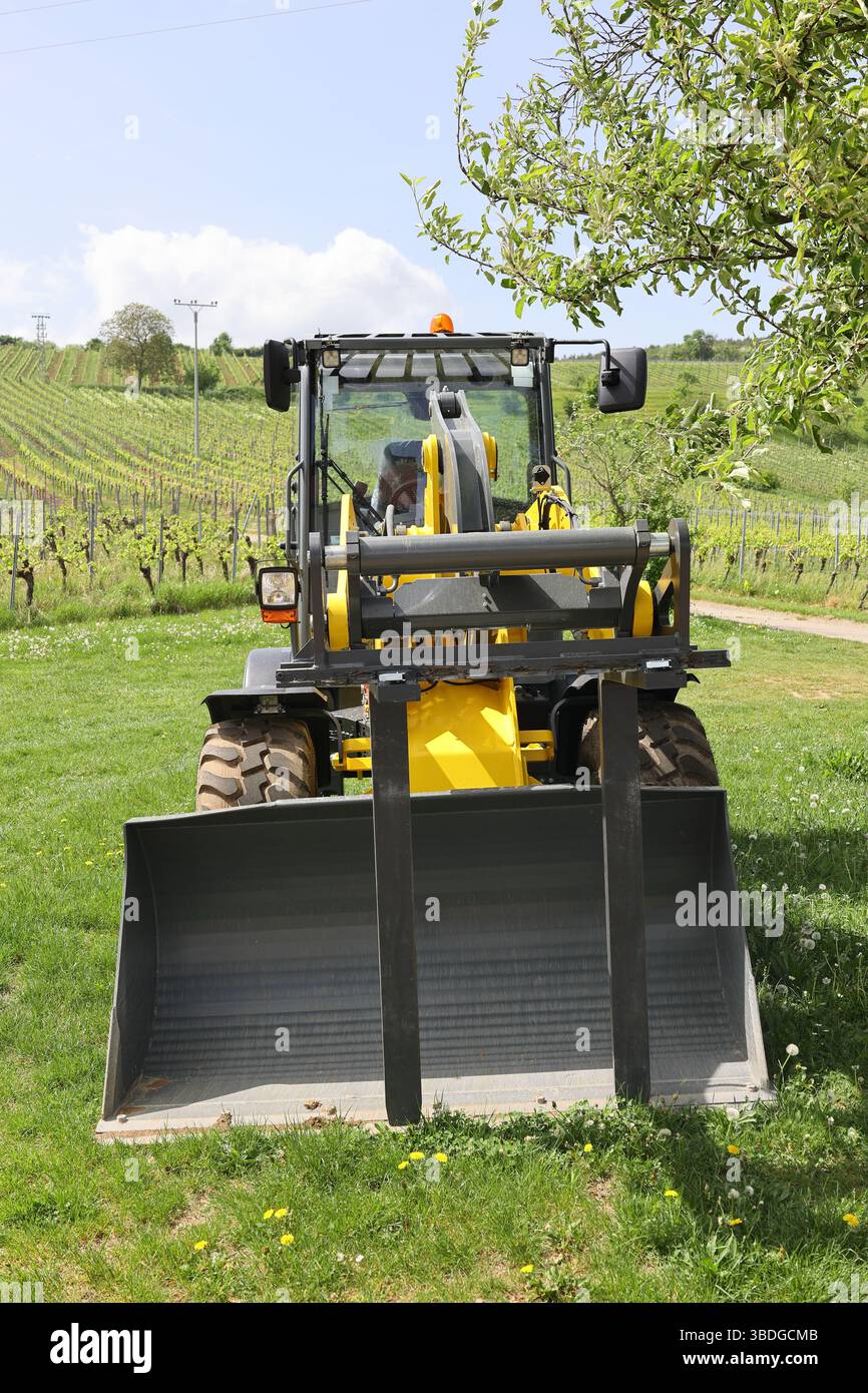 Wheel loader secured the bucket with his fork Stock Photo - Alamy