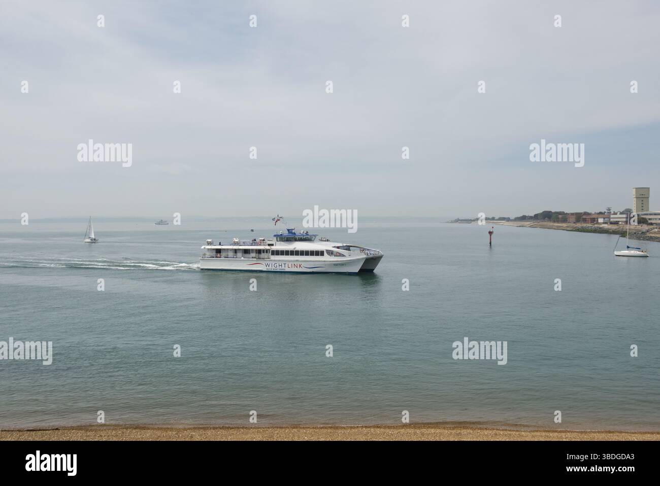 Wightlink passenger catamaran ferry approaching Portsmouth Harbour in ...