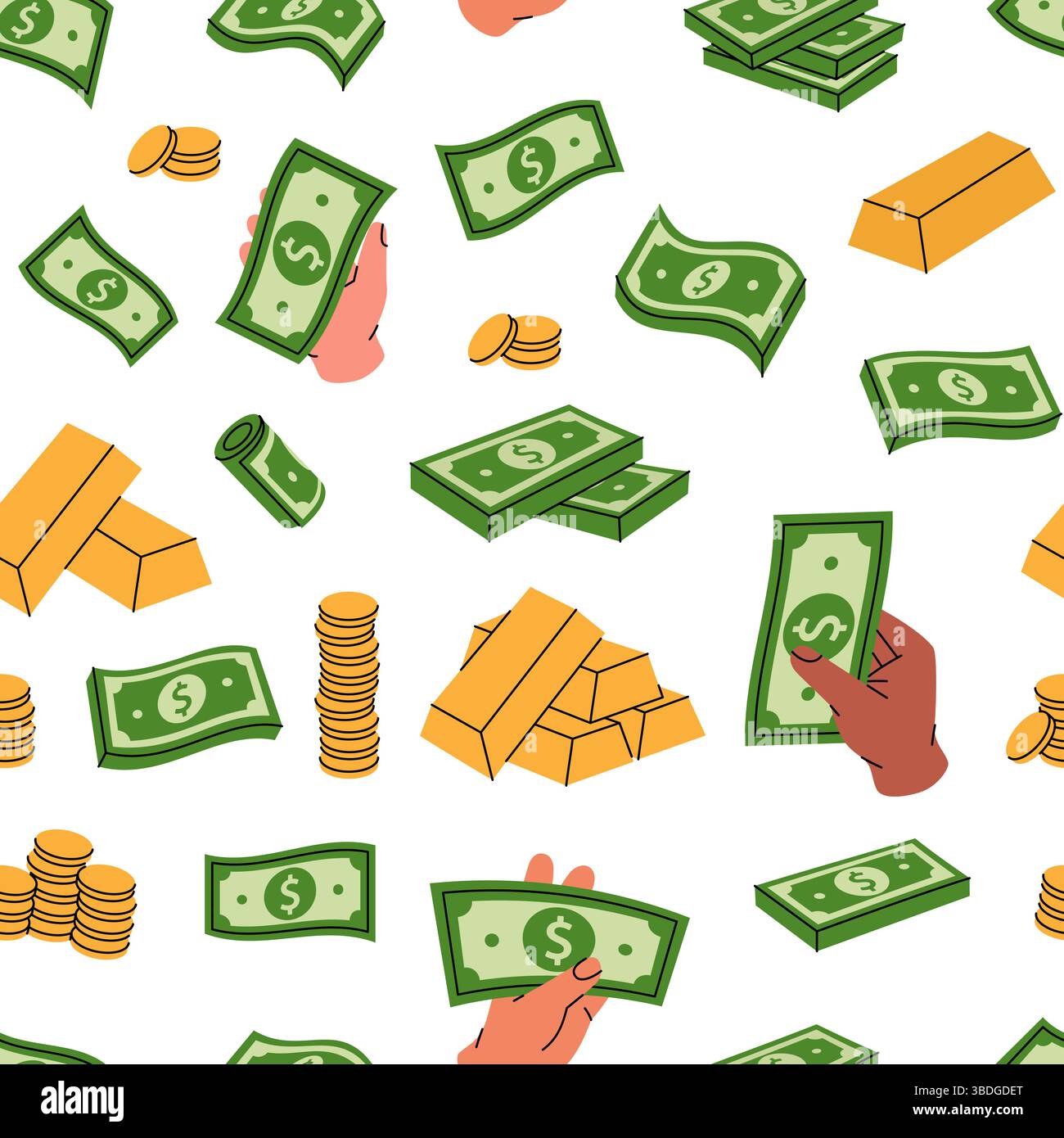 Dollar bills pattern. Cash money currency. Vector illustration Stock ...