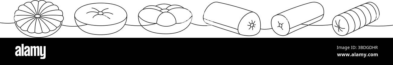 Set of plump pillows one line continuous drawing. Fluffy pillows for ...