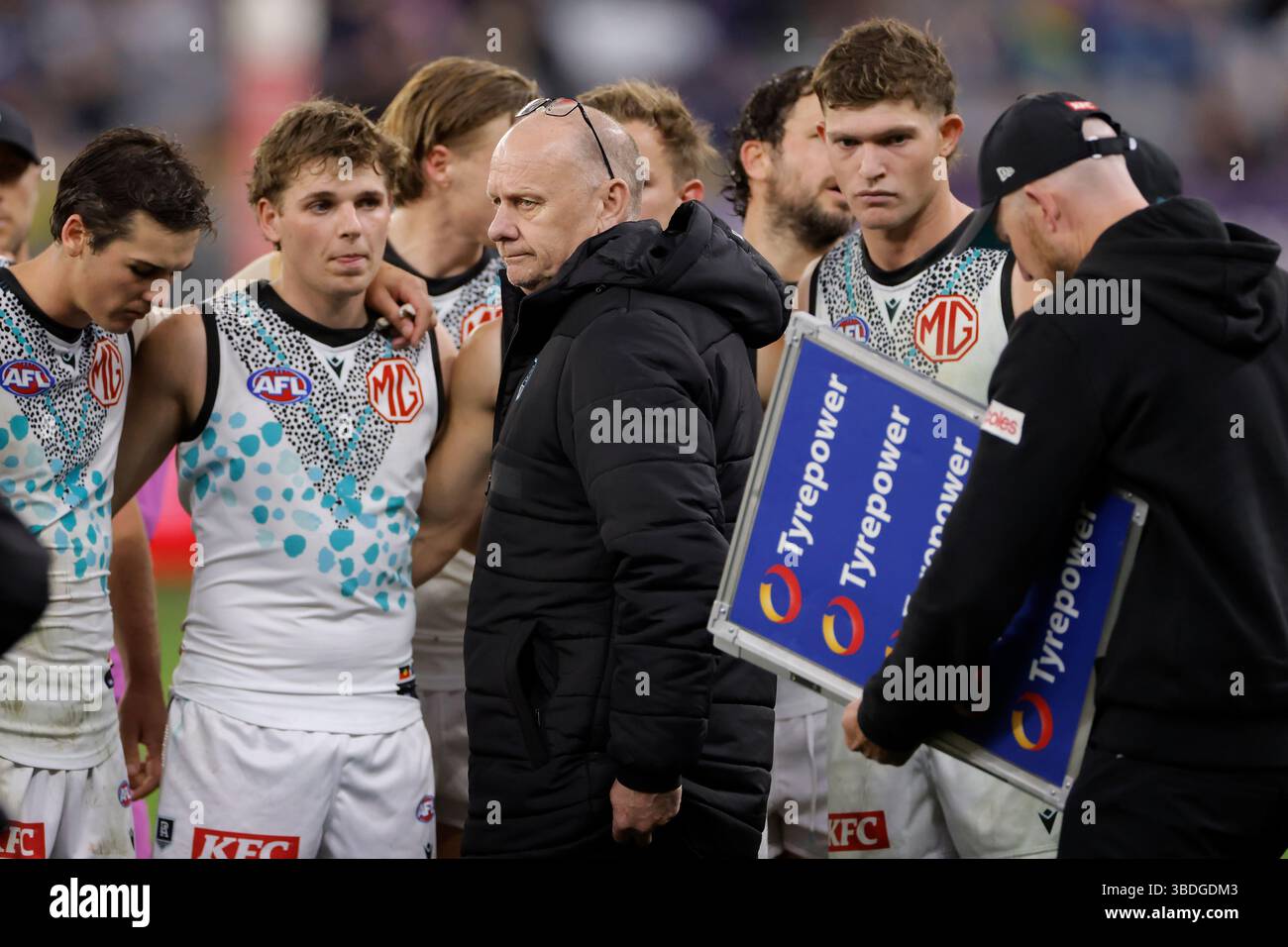 Ken Hinkley, head coach of the Port Adelaide Power is seen during the ...
