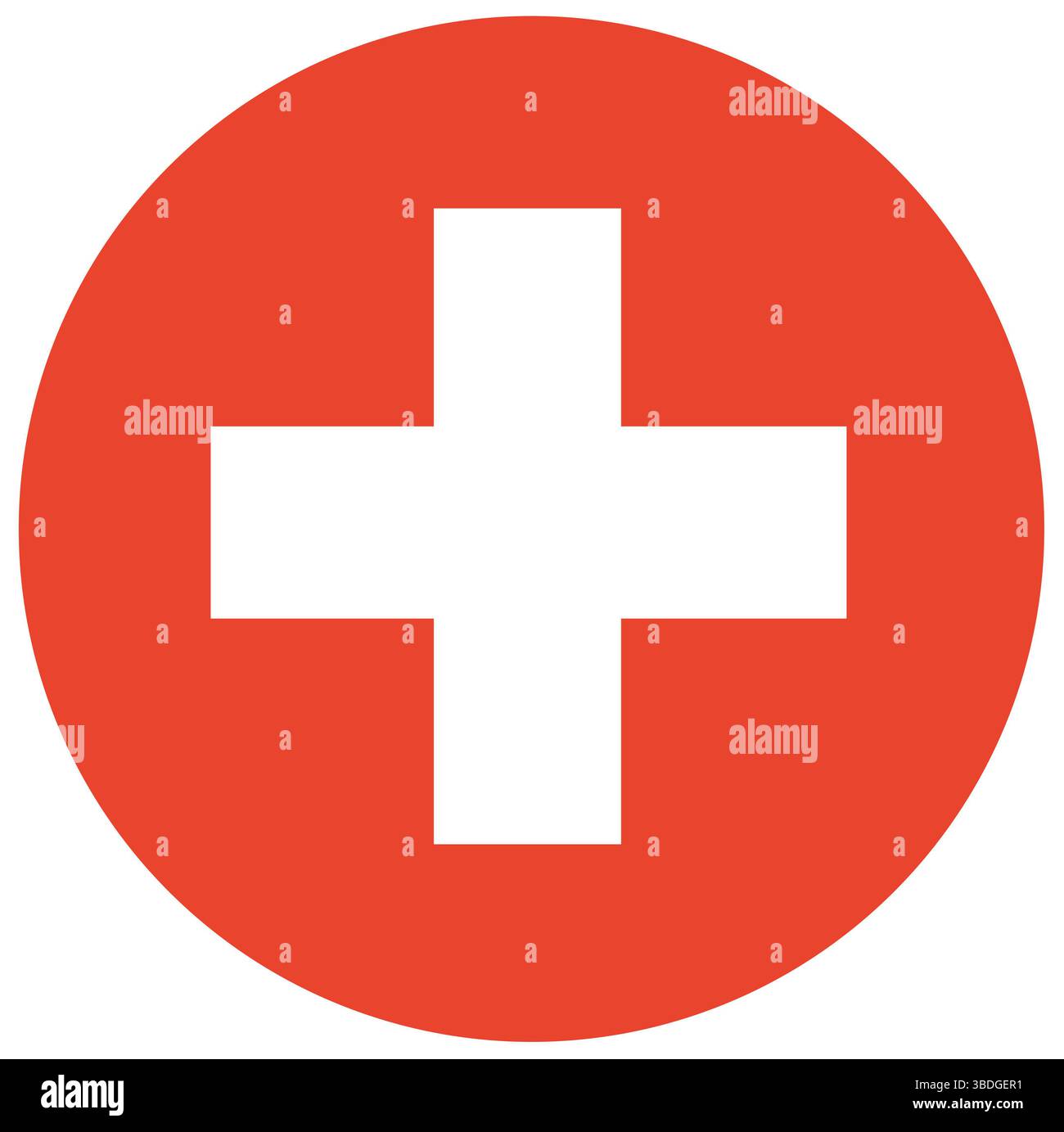 Swiss flag isolated in round shape. Swiss circle flag. White cross in ...