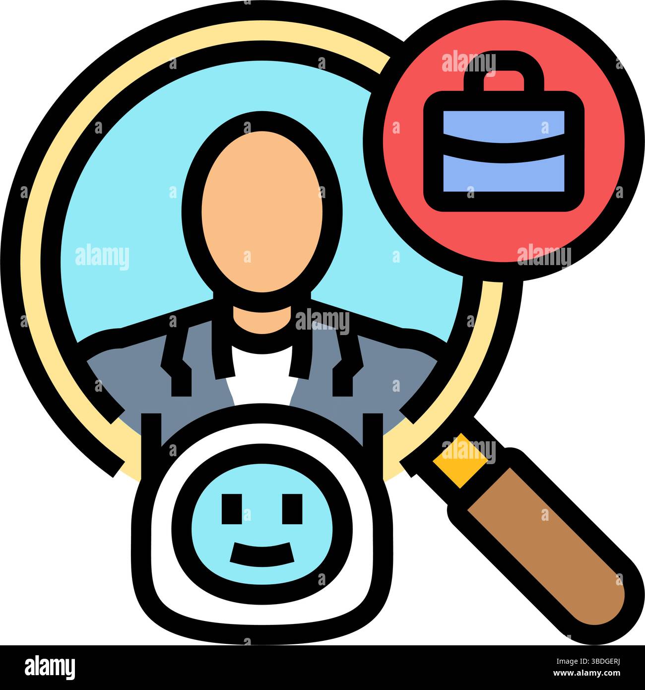 ai based candidate matching head hunting color icon vector illustration ...