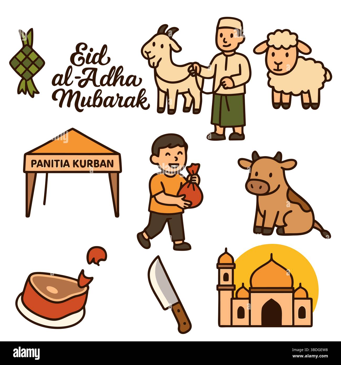 Eid al-Adha Vector Elements – Islamic & Traditional Theme Stock Vector ...