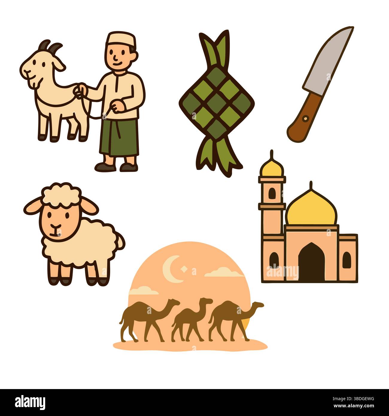 Eid al-Adha Vector Elements – Islamic & Traditional Theme Stock Vector ...