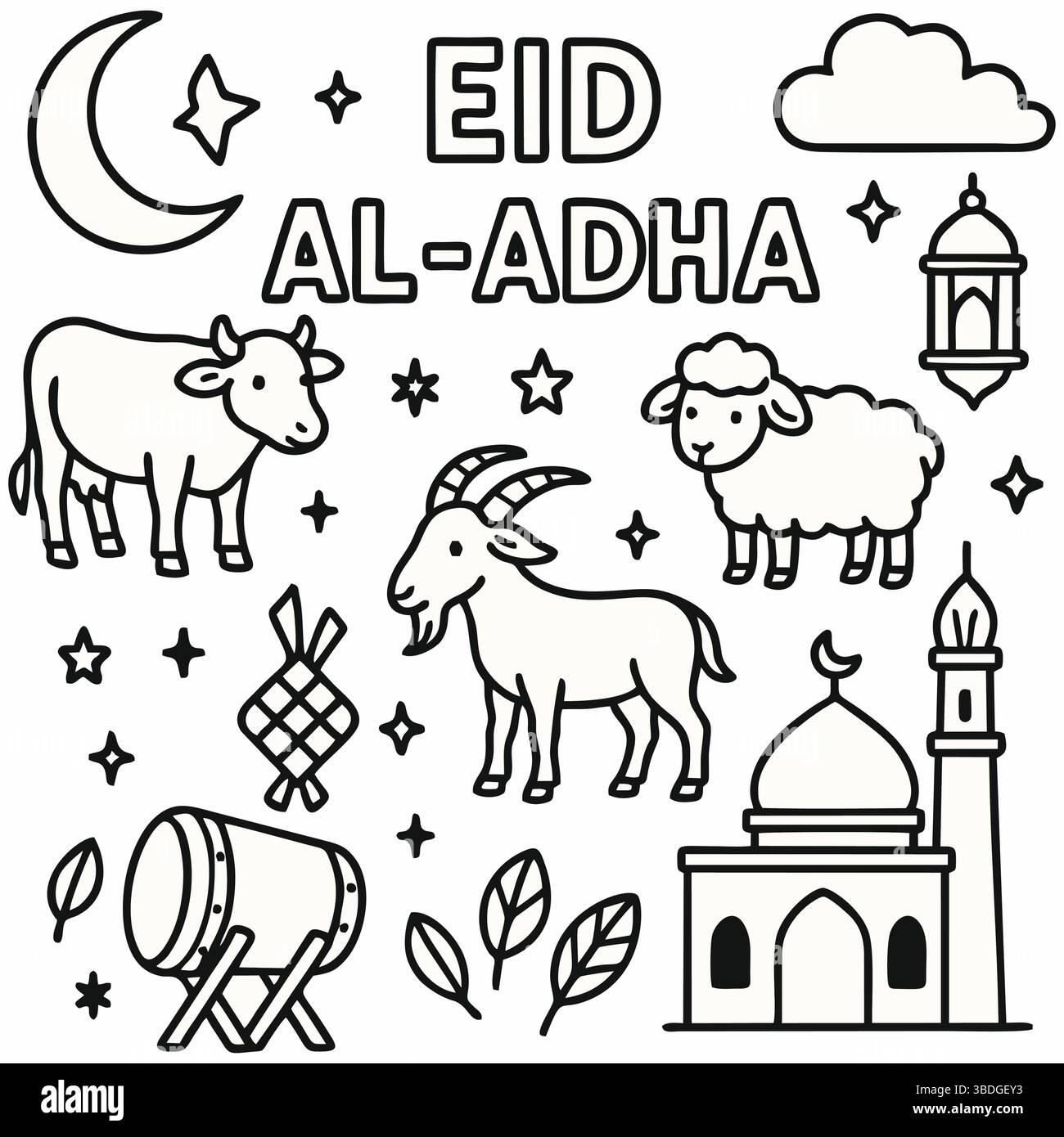 Eid al-Adha Vector Elements – Islamic & Traditional Theme Stock Vector ...