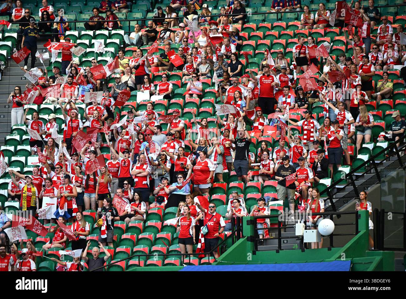 Arsenal fans in the stands ahead of the UEFA Women's Champions League ...