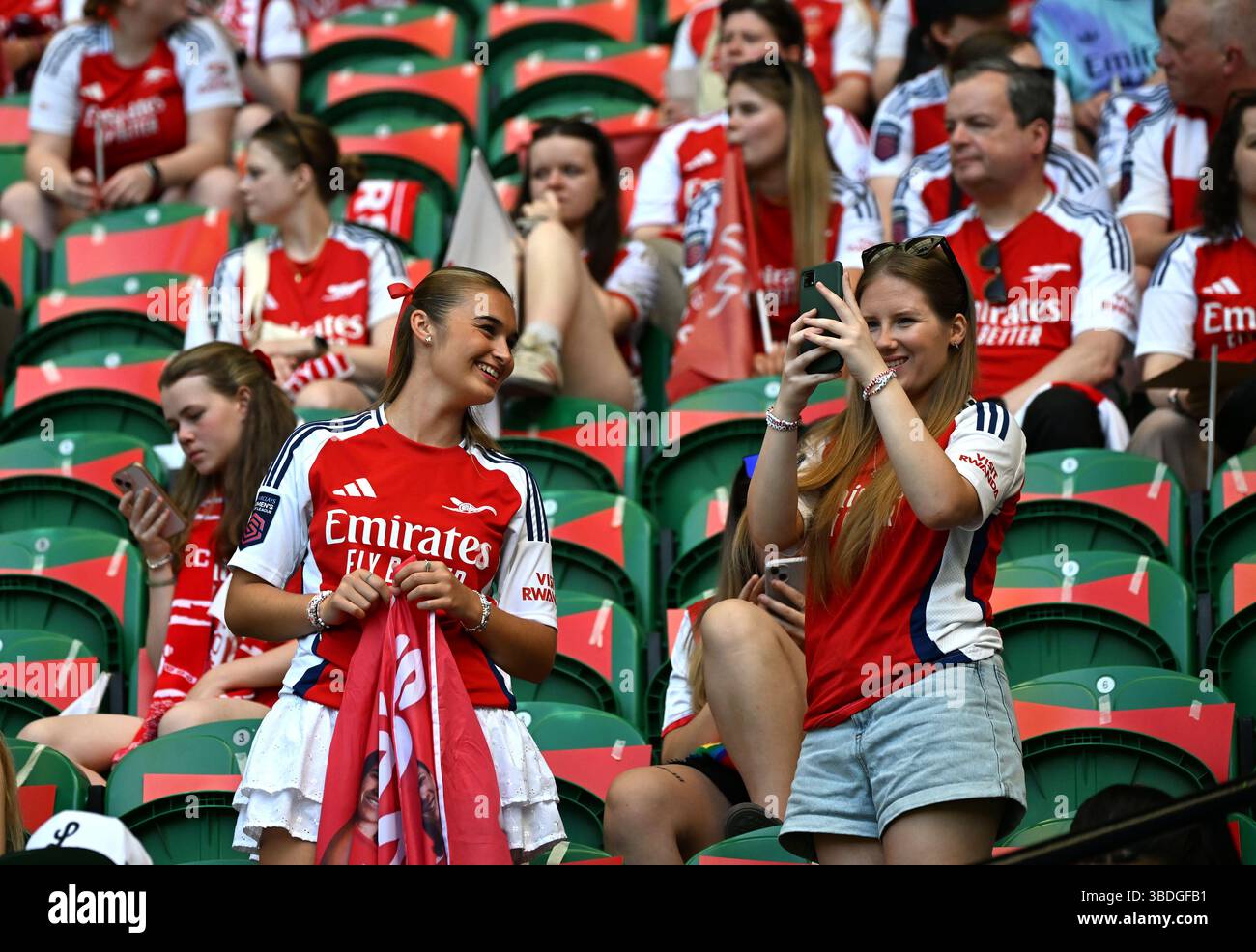 Arsenal fans in the stands ahead of the UEFA Women's Champions League ...