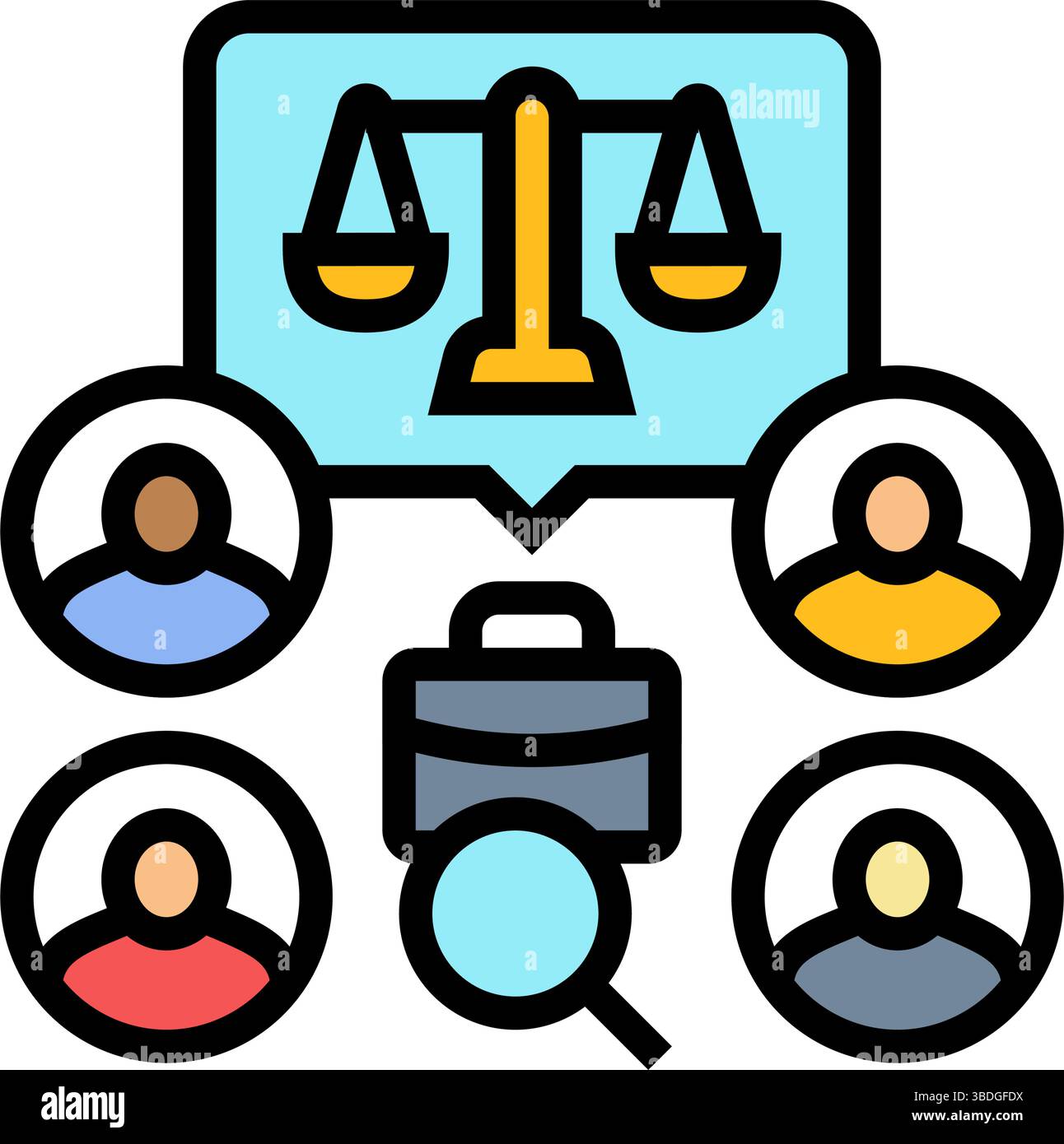 diversity and inclusion hiring head hunting color icon vector ...