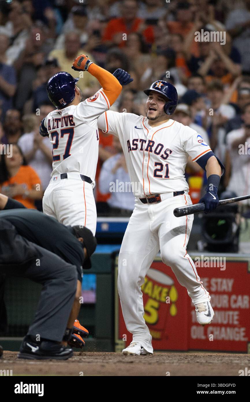 Houston, TX, USA. 22nd May, 2025. Houston Astros catcher Yainer Diaz ...