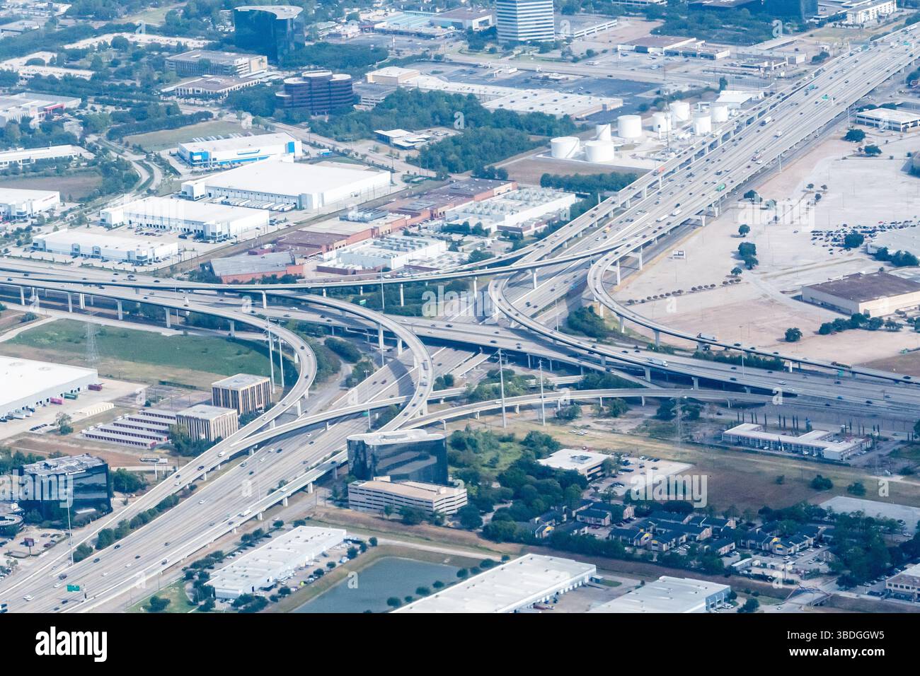 Aerial view of the interchange of Sam Houston Tollway state route 8 and ...