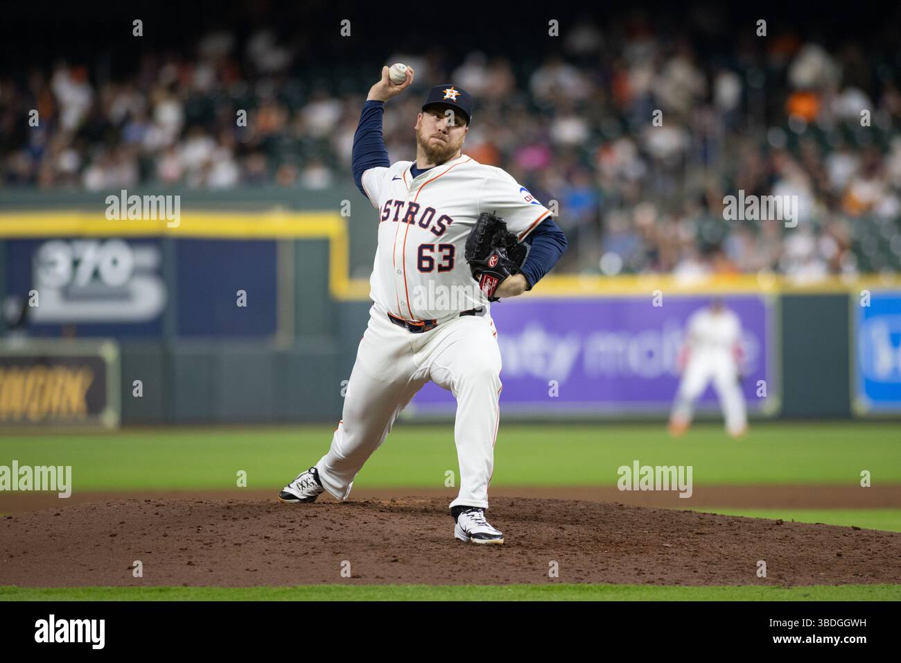 Houston, TX, USA. 22nd May, 2025. Houston Astros pitcher Kaleb Ort (63 ...