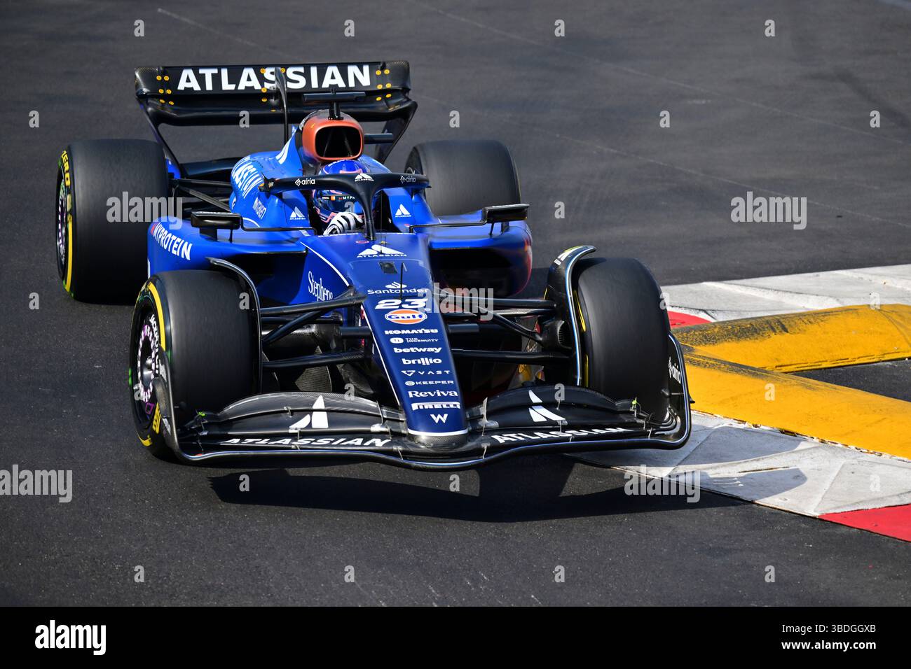 Williams driver Alexander Albon of Thailand steers his car during the ...