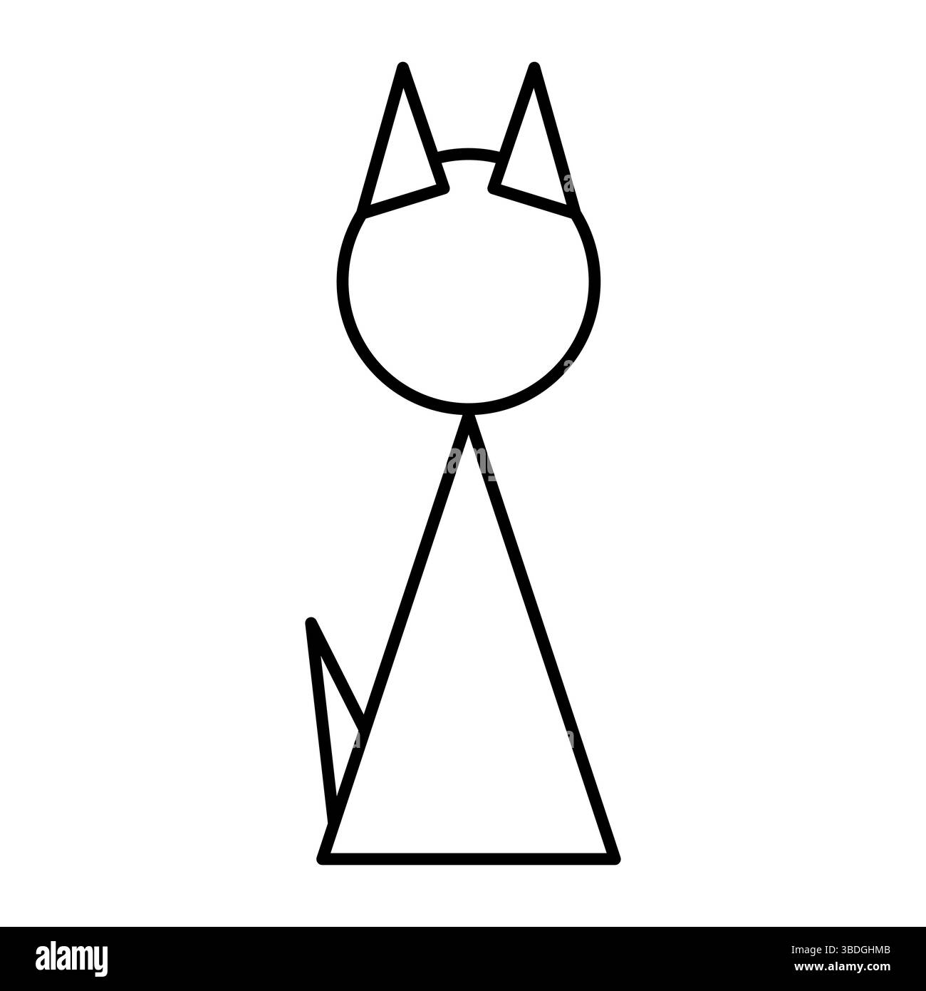 Simple Geometric Cat Outline Vector. This is a minimalistic black and white vector illustration ...