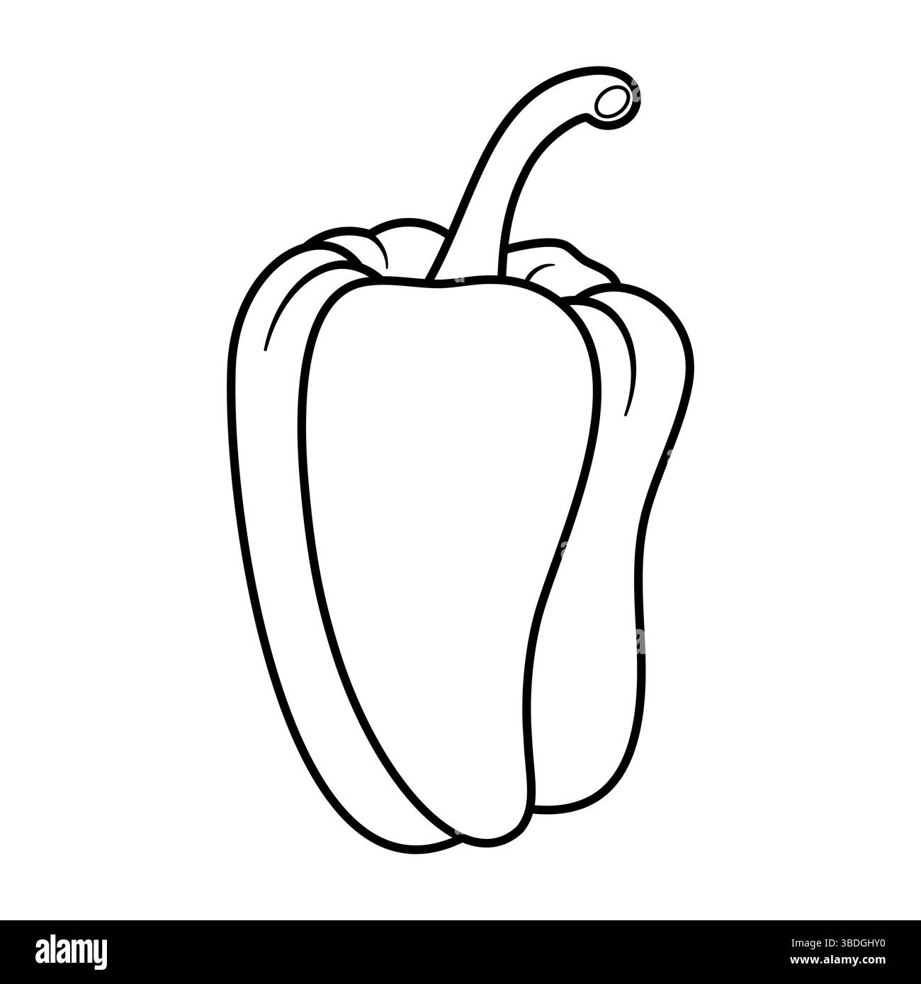 Bell Pepper Outline Vector Illustration. The image showcases a single ...