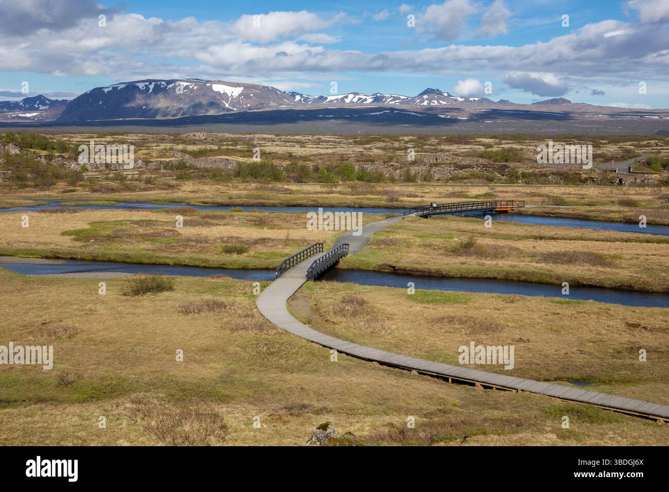 Thingvellir National Park landscape, site of Althing parliament, valley ...