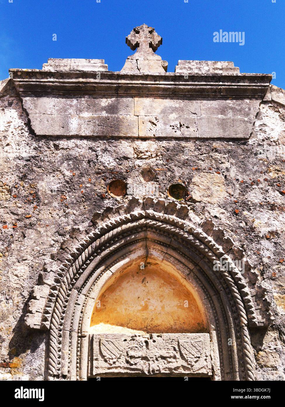 Doorway of Byzantine chapel at Chronos village, Crete. Authentic ...