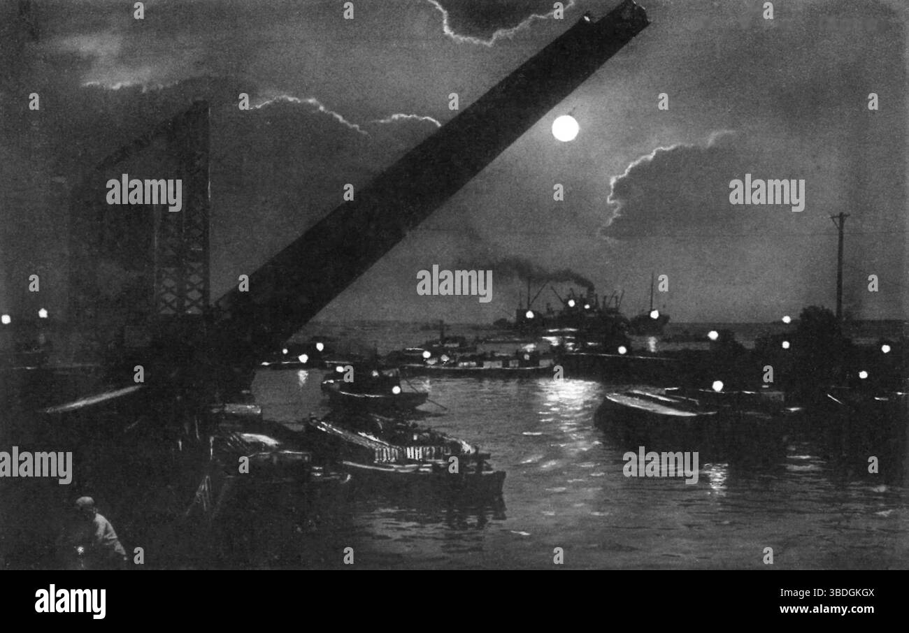 Vintage photo of the night view of Tokyo Port in Japan - 1933-1945 ...