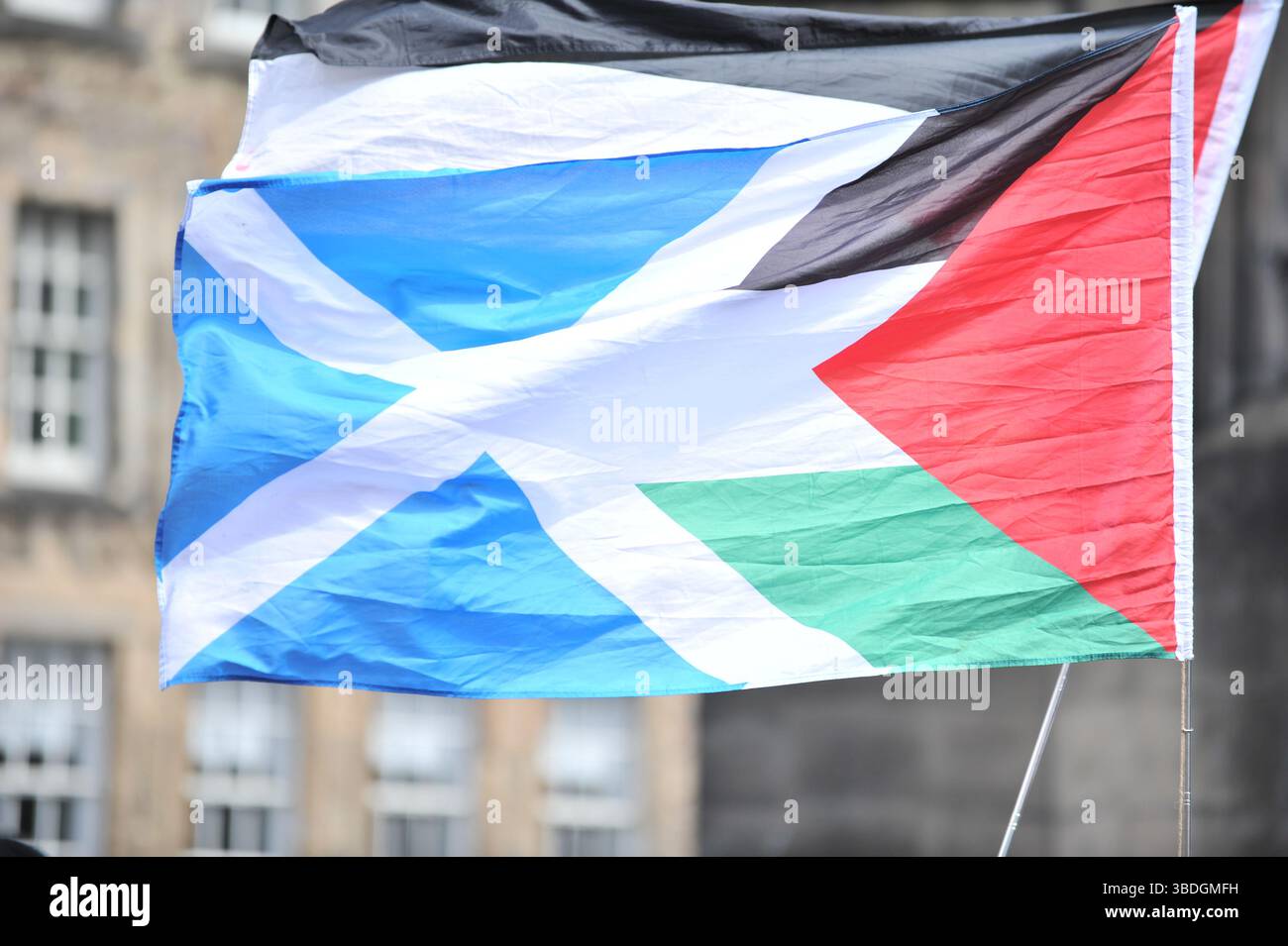 Edinburgh, UK. 24th May, 2025 - A flag combining both Scotland's ...