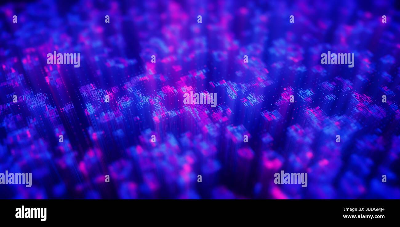 Big Data clusters complex graph. Quantum computing patterns. Cyber space of AI technology neural ...