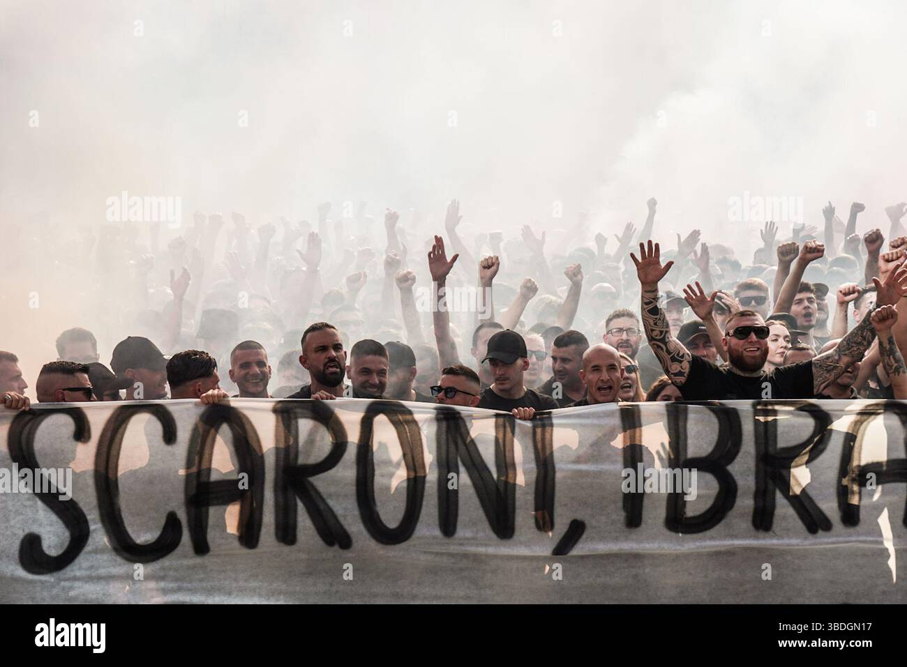 Milan, Italy. 24th May, 2025. Milan, Casa Milan headquarters, the Curva ...