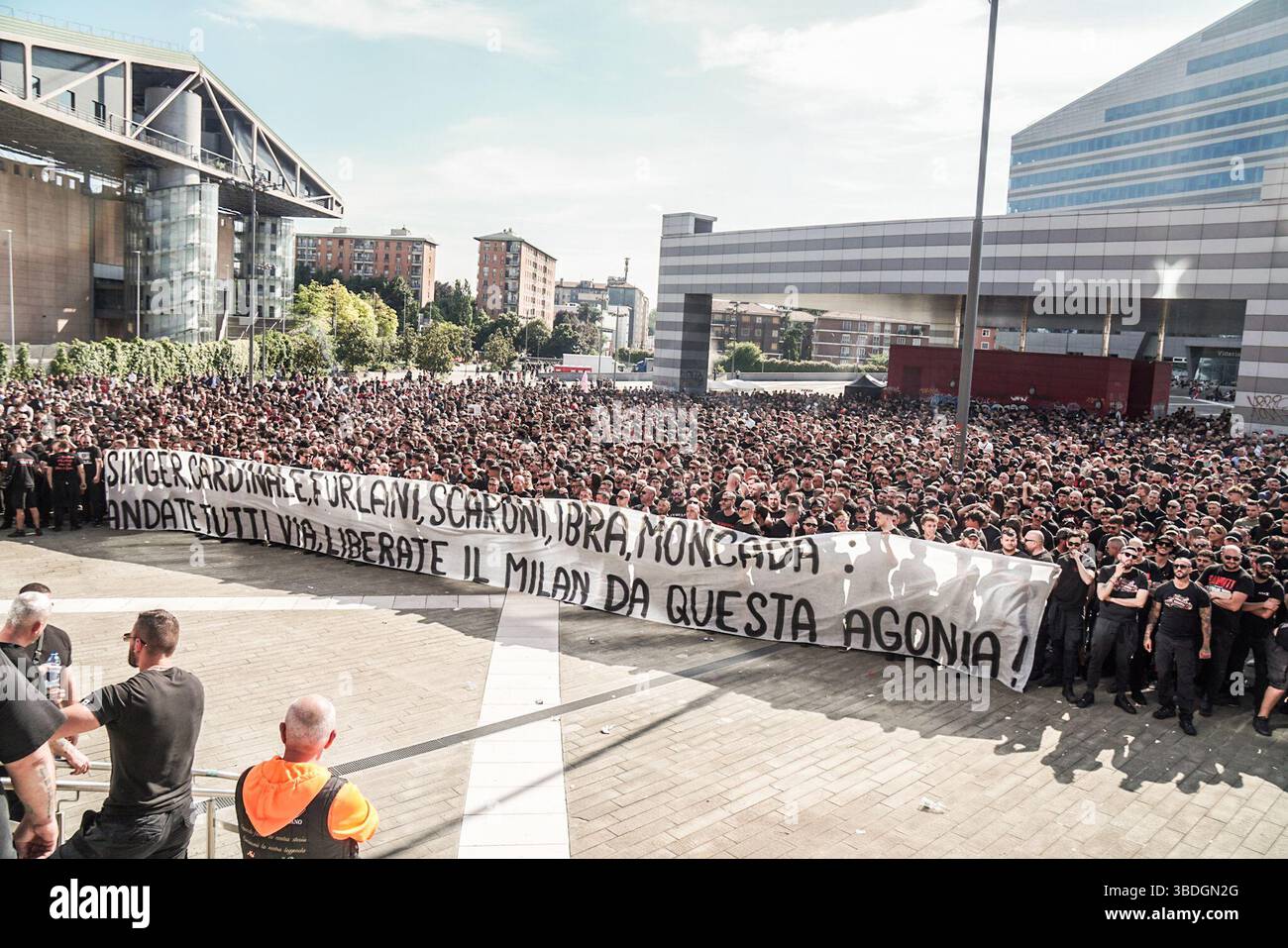 Milan, Italy. 24th May, 2025. Milan, Casa Milan headquarters, the Curva ...
