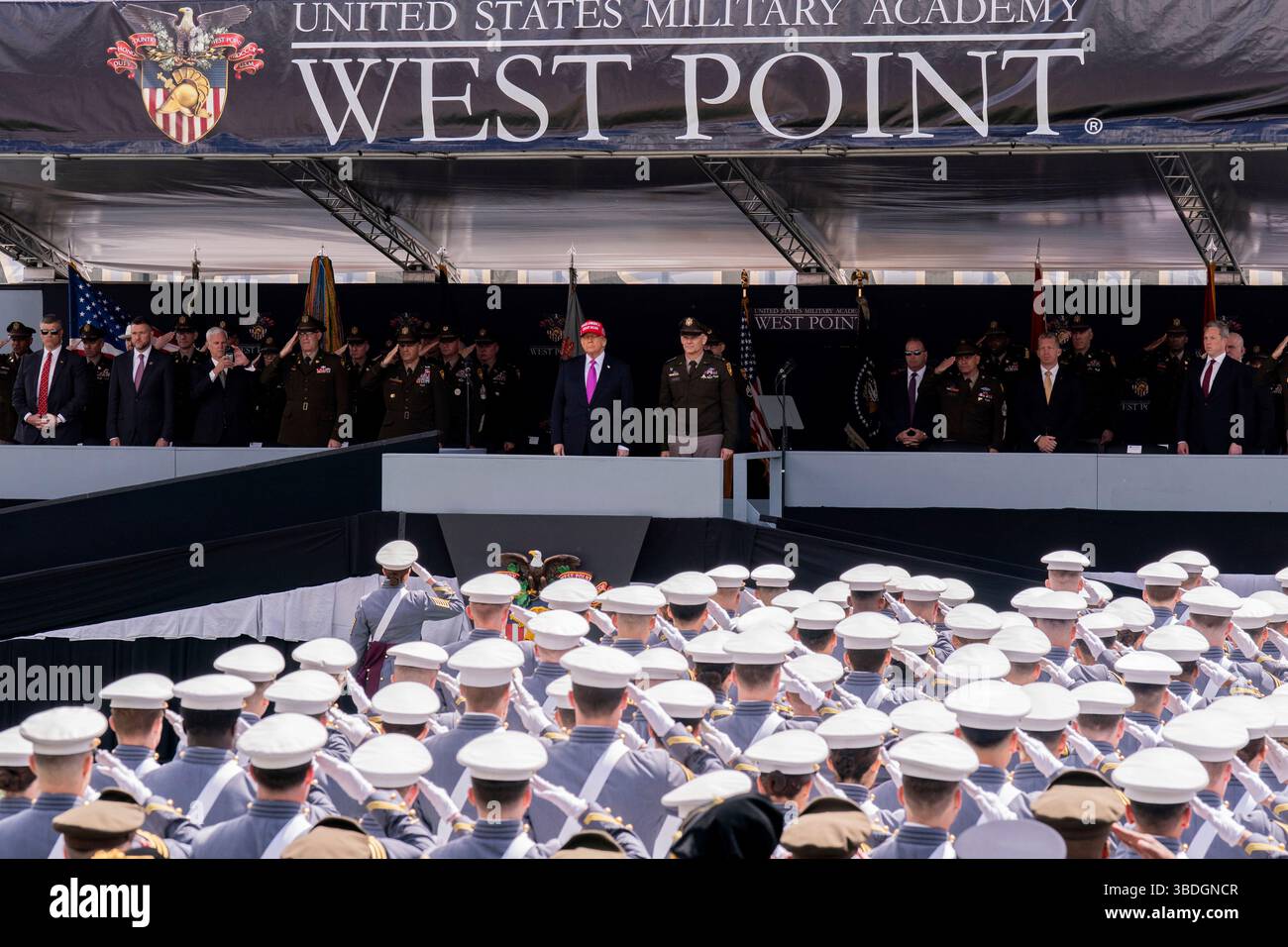 President Donald Trump stands alongside Lieutenant General Steven W ...