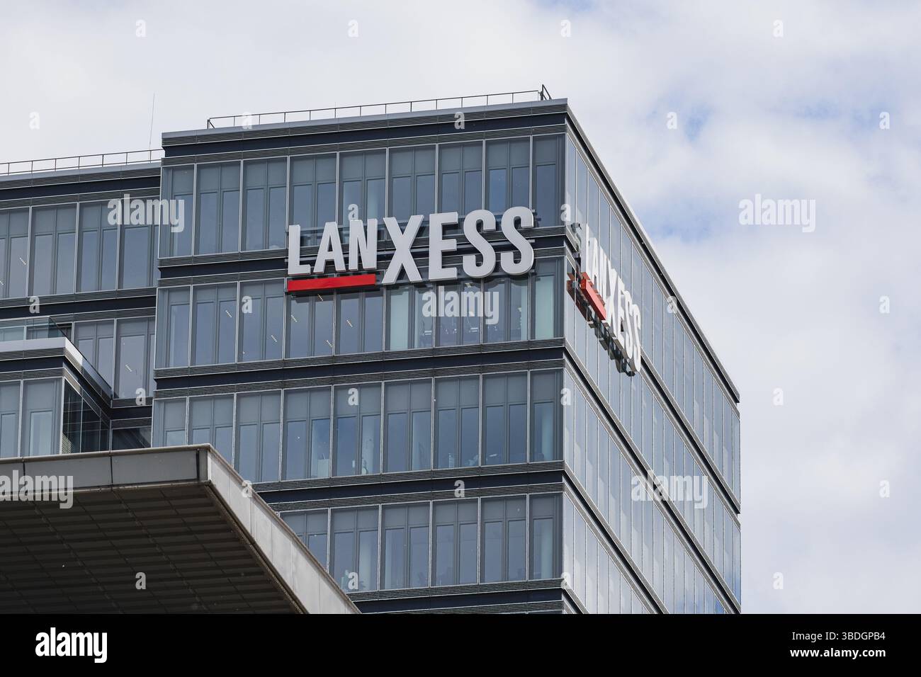 German specialty chemicals company Lanxess logo on the side of an ...