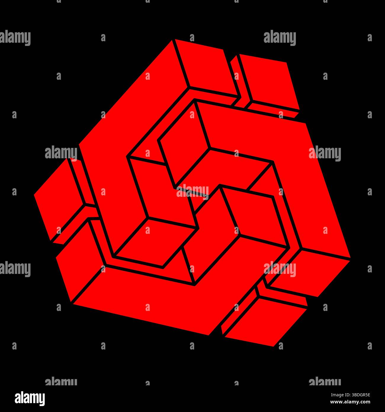 Escher paradox geometry logo. Optical illusion objects. Sacred geometric figures. Optical art ...