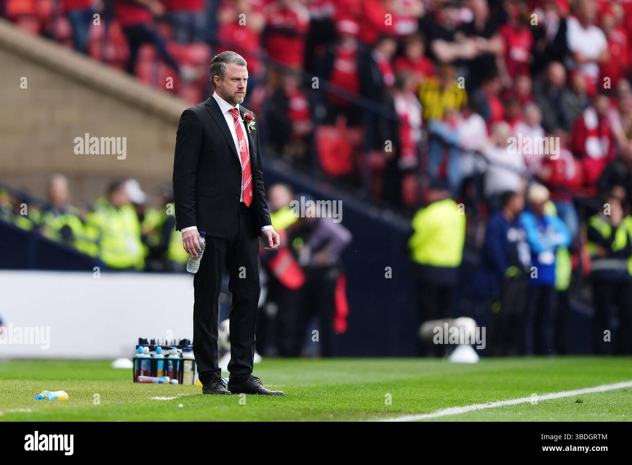 Aberdeen manager Jimmy Thelin on the touchline during the Scottish Gas Men's Scottish Cup final ...