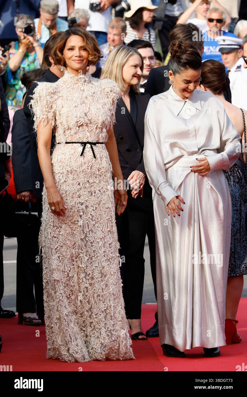 Jury members Halle Berry, left, and Payal Kapadia pose for ...