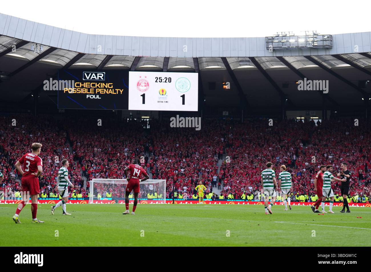 The big screen showing A VAR check for a possible penalty for Celtic ...