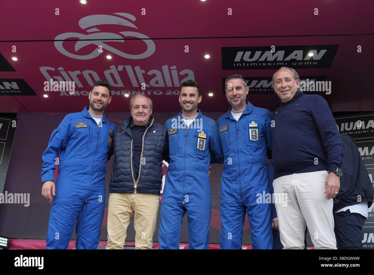 Treviso, Italy. 24th May 2025. Mauro Vegni, Stefano Allocchio and tricolour arrow pilots the ...