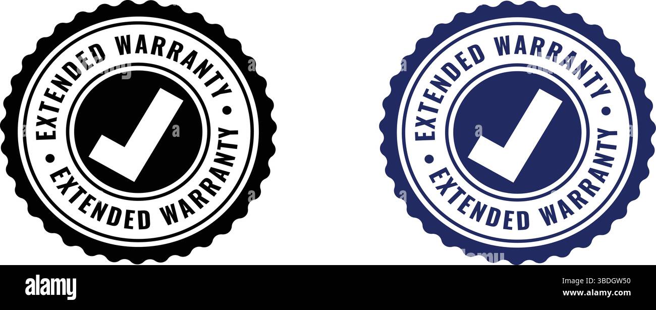 Extended Warranty Badge Icon – Black and Blue Circular Guarantee Emblem ...